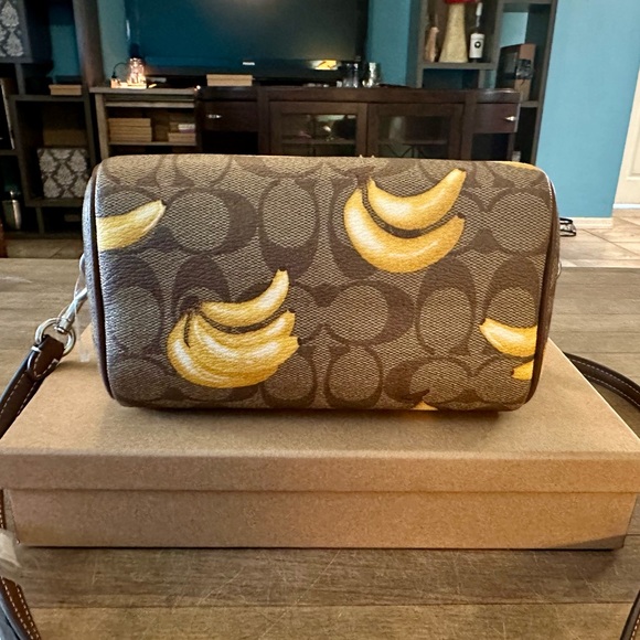 Coach | Bags | Coach Mini Rowan Crossbody Satchel Bag In Signature Canvas With Banana Print ...